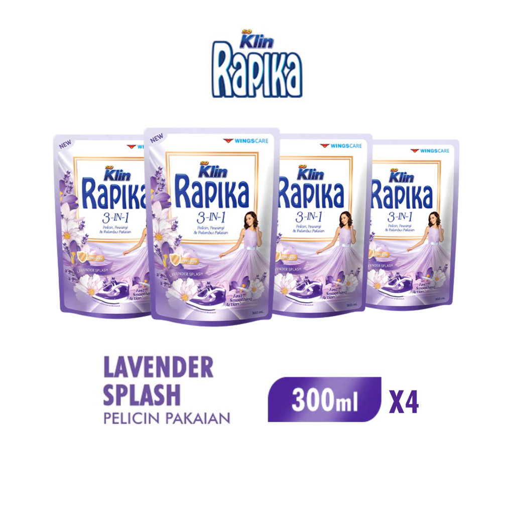 Jual Rapika Pewangi Pakaian Ungu Lavender Splash Pouch 300ml x 4 pcs ...