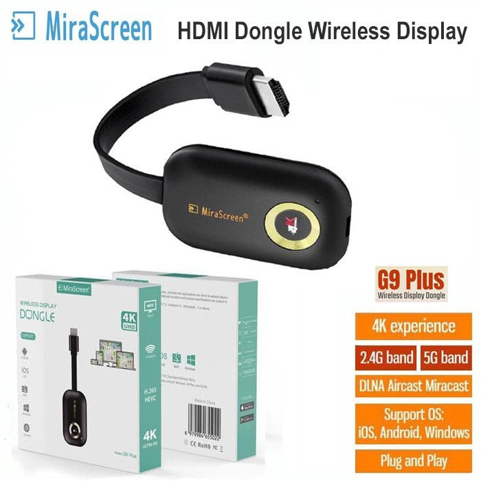 Jual Anycast Wireless Hdmi dongle 5G+2.4G MiraScreen G9 plus 4K Dual band | Shopee Indonesia
