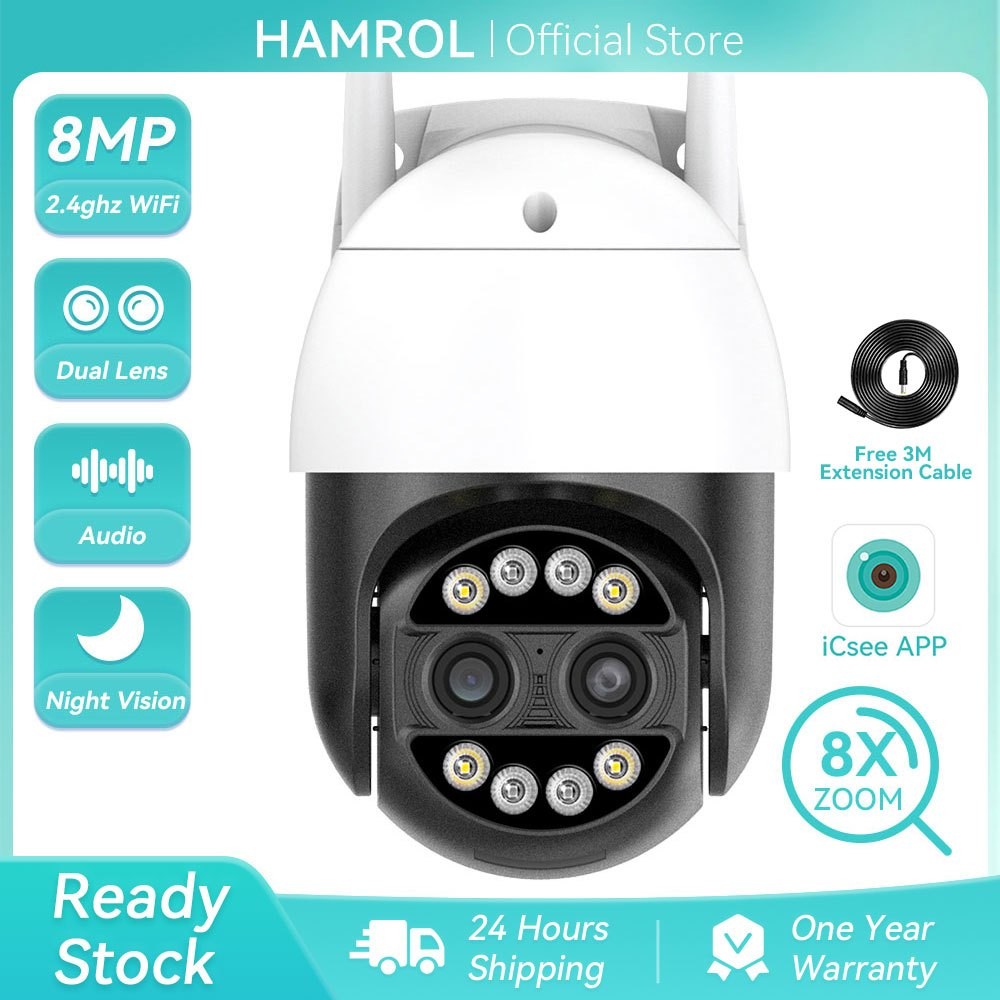 Jual Hamrol 4K 8MP 8X Zoom Lensa Ganda Gambar dalam Pictur PTZ Wifi IP ...