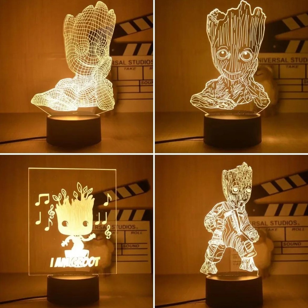 Jual marvel avengers groot night light anime toys action figure disney ...