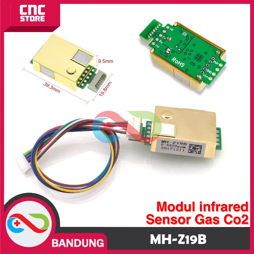 Jual MH-Z19 MH-Z19B MODUL INFRARED SENSOR GAS UNTUK CO2 CARBON DIOXIDE - WITH CABLE | Shopee ...
