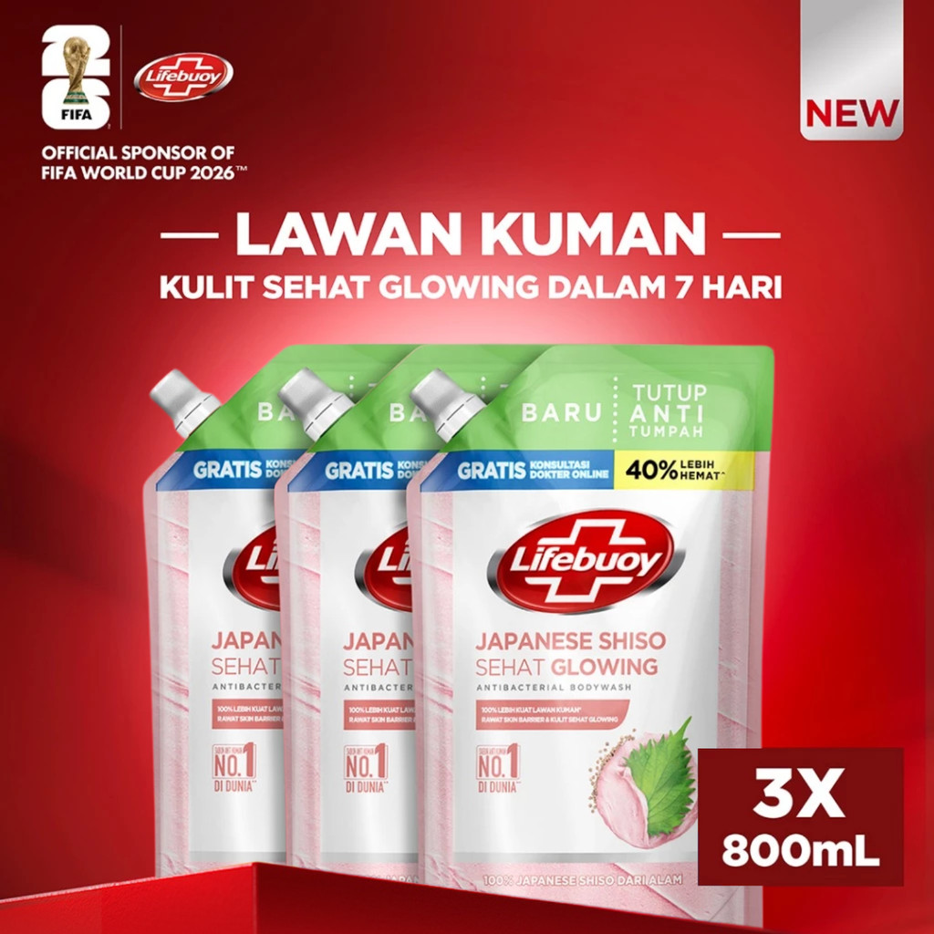 Jual Lifebuoy Sabun Mandi Cair Antibacterial Shiso & Mineral Clay 800ml ...