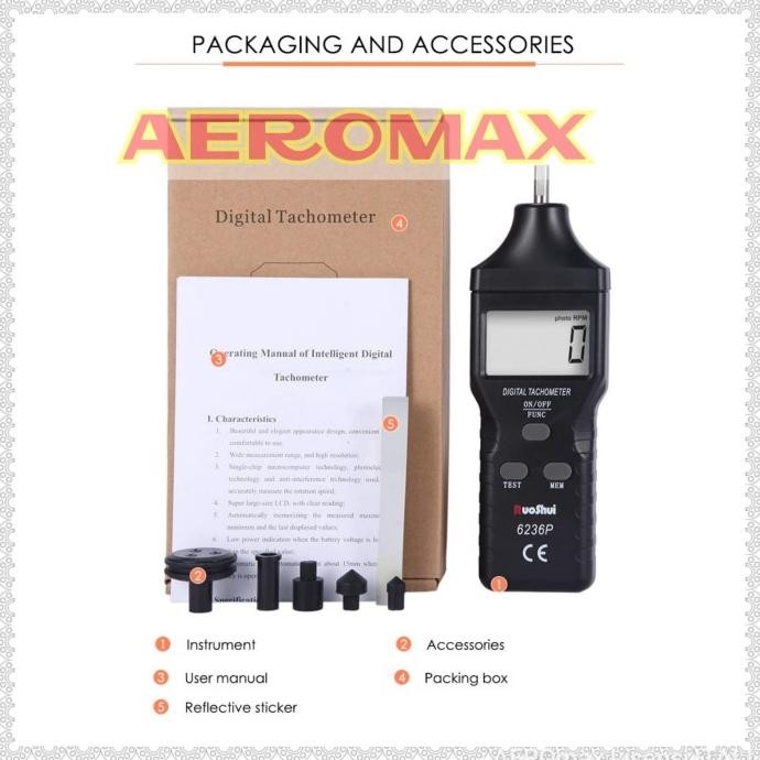 Jual DIGITAL TACHOMETER TYPE:6236P ROUSHUI /ALAT PENGUKUR RPM/SPEED ...