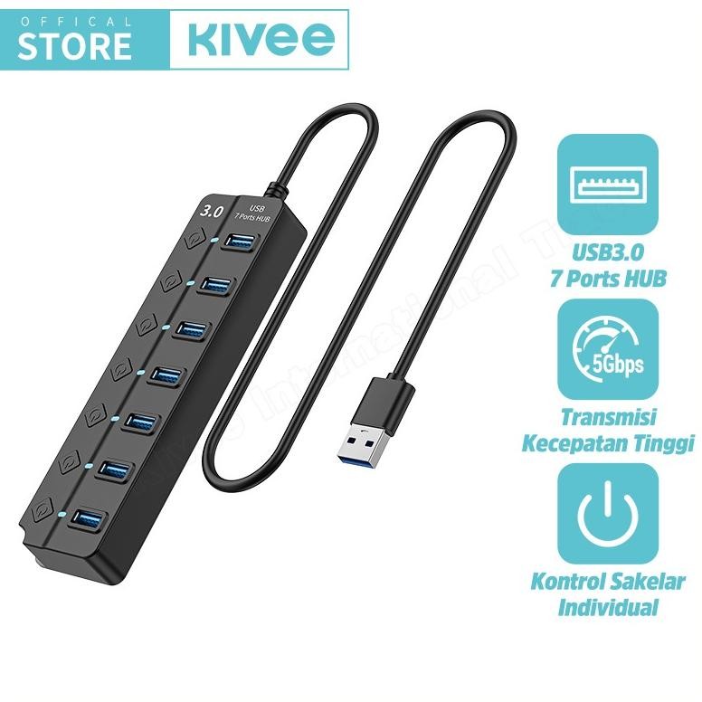 Jual (HOT) KIVEE USB Hub 7-in-1 USB 3.0 5Gbps saklar independen KV-AD22 ...