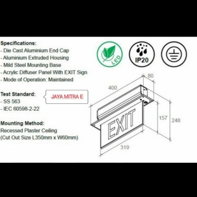 Jual Produk Laris!!! Lampu Emergency Exit Villate Type 335/Str(Semi ...