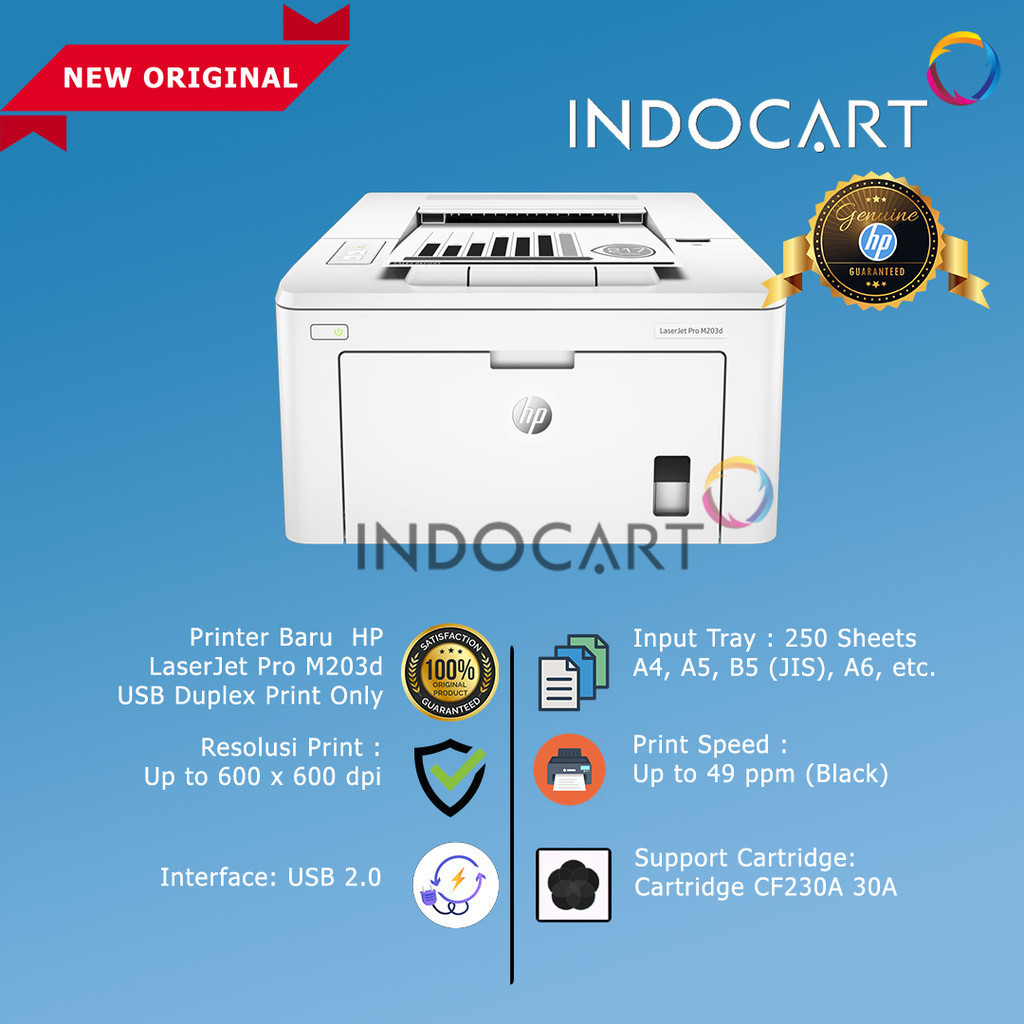Jual IndoCart Printer HP LaserJet Pro M203d Monochrome USB Duplex Print ...