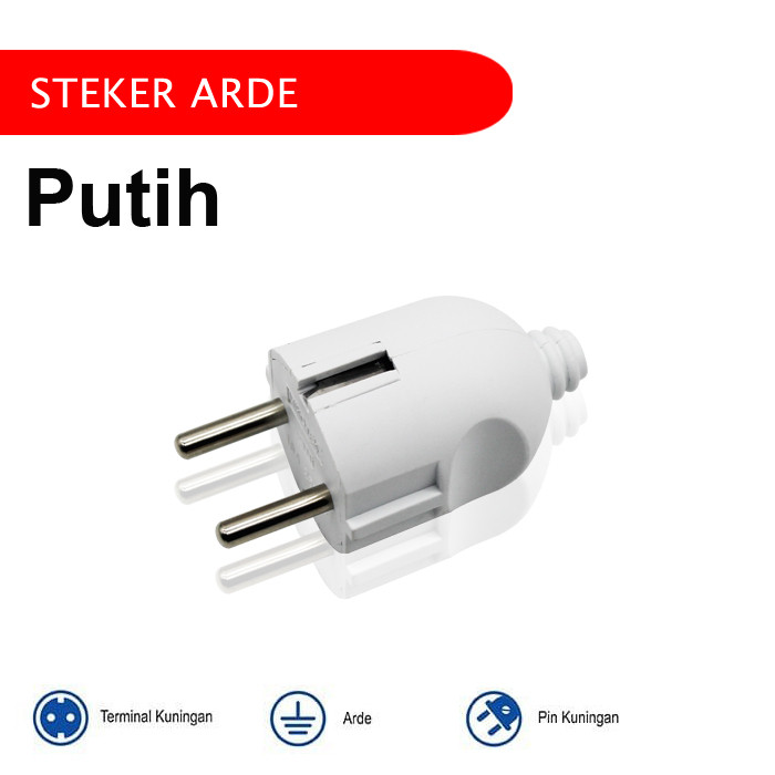 Jual Steker Arde Mikotek Putih SNI Steker Bulat Putih 16A Colokan ...