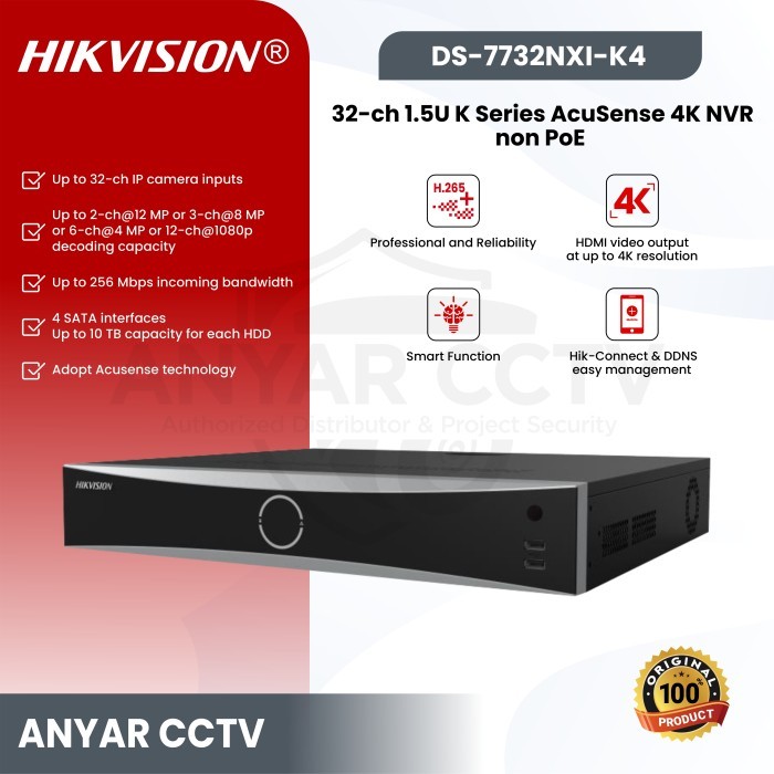 Jual HIKVISION DS-7732NXI-K4 NVR 32CH Series AcuSense 4K NVR | Shopee ...