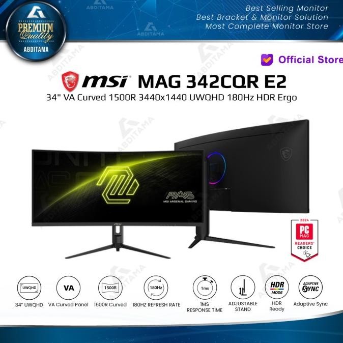 Jual stand - monitor led msi mag342cqr e2 34" va curved 1500r 3440x1440 1440p uwqhd 180hz hdmi 2 ...