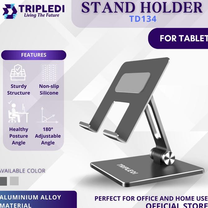 Jual stand - tripledi holder stand aluminium desktop pos meja kasir hp ...
