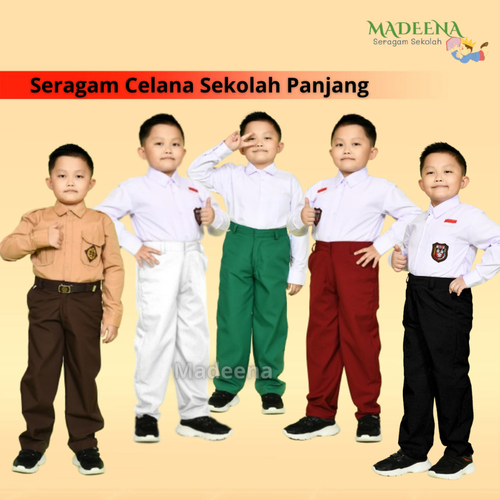 Jual Seragam Sekolah Celana Hitam Putih Pramuka Coklat Hijau Merah Seragam Sekolah TK SD SMP SMA ...