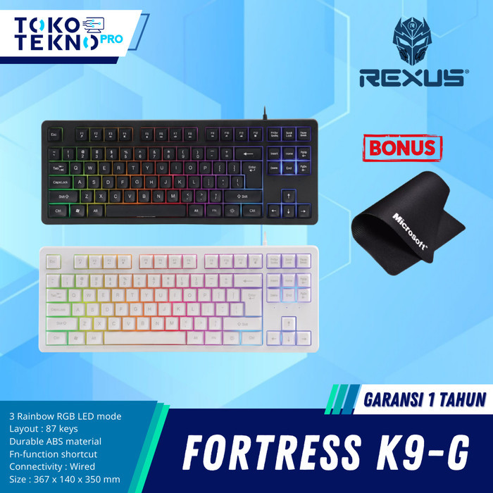 Jual Rexus K9G / K9-G Keyboard Fortress Wired Gaming Keyboard RGB ...