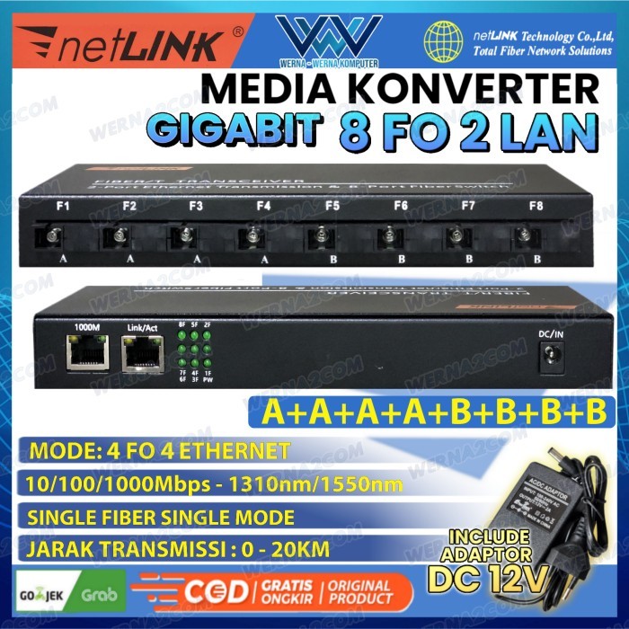 Jual Media Konverter 8 FO 2 LAN 10/100/1000 Gigabit Fiber Optic Converter | Shopee Indonesia