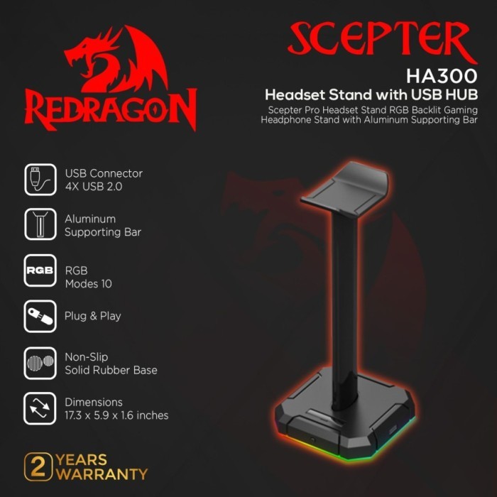 Jual REDRAGON Headset Stand with USB HUB RGB SCEPTER - HA300 | Shopee ...