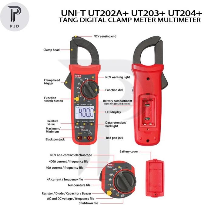 Jual UNI-T UT202A+ UT203+ UT204+ DIGITAL CLAMP METER MULTIMETER TANG AMPER | Shopee Indonesia