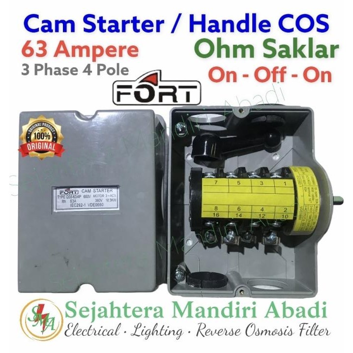 Jual Original Cam Starter 63A 3Phase 4Pole Handle COS Ohm Saklar QS5 60A | Shopee Indonesia