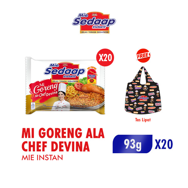 Jual Sedaap Mie Instan Goreng Ala Chef Bag 93 gr x20 Free Tas | Shopee ...