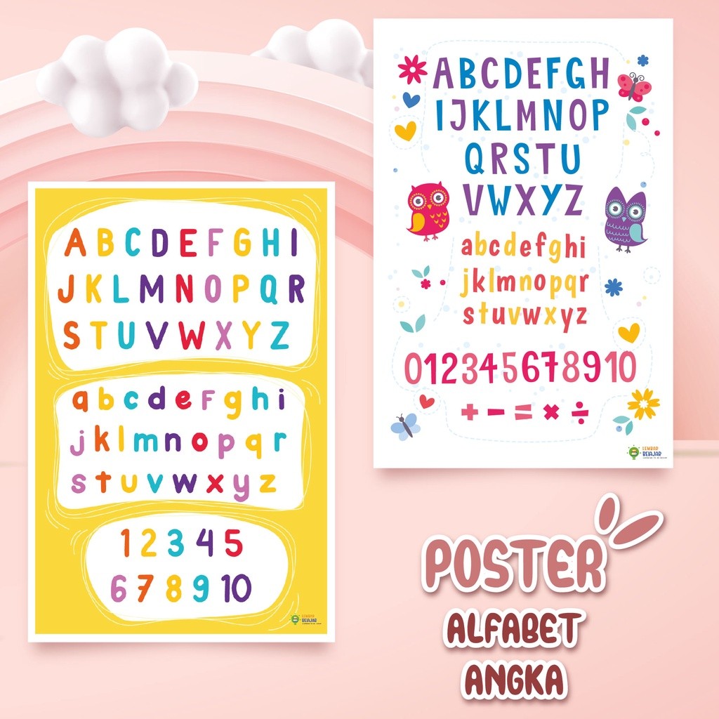 Jual Adaajaa Poster Edukasi Belajar Alfabet dan Angka, Poster Belajar ...