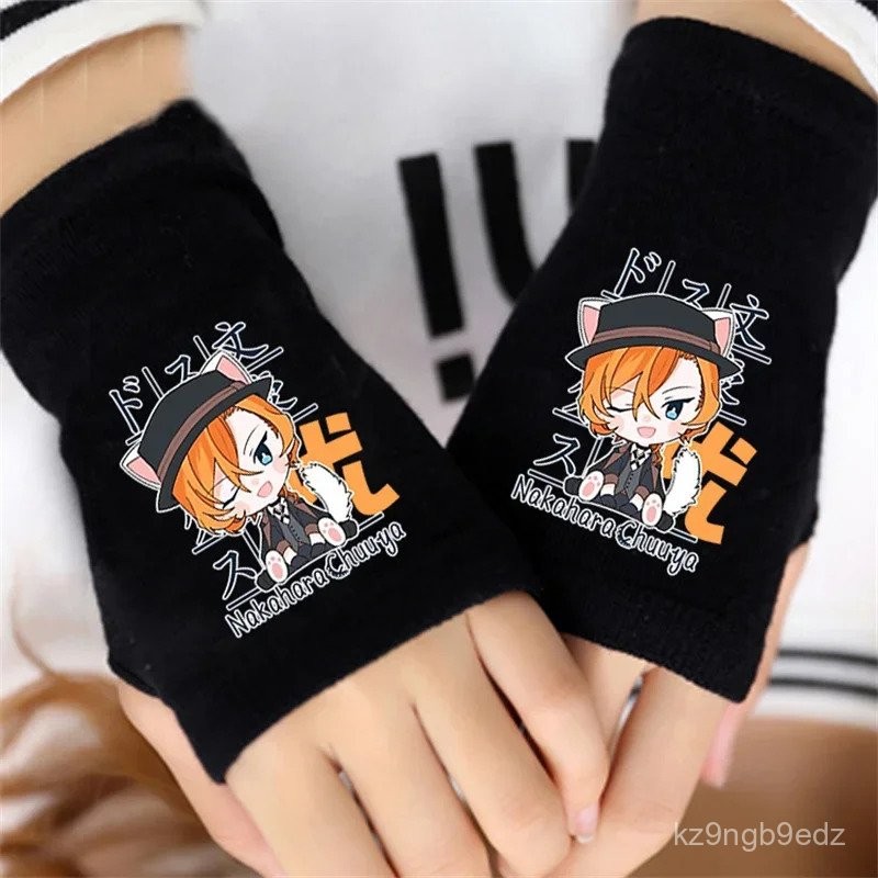 Jual Cosplay Wrist Gloves Dazai Osamu Nakahara Chuuya Half Finger ...