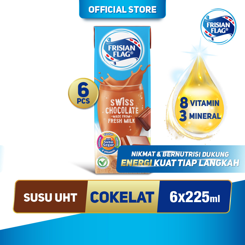 Jual Frisian Flag UHT Swiss Chocolate 225 ml x6 | Shopee Indonesia