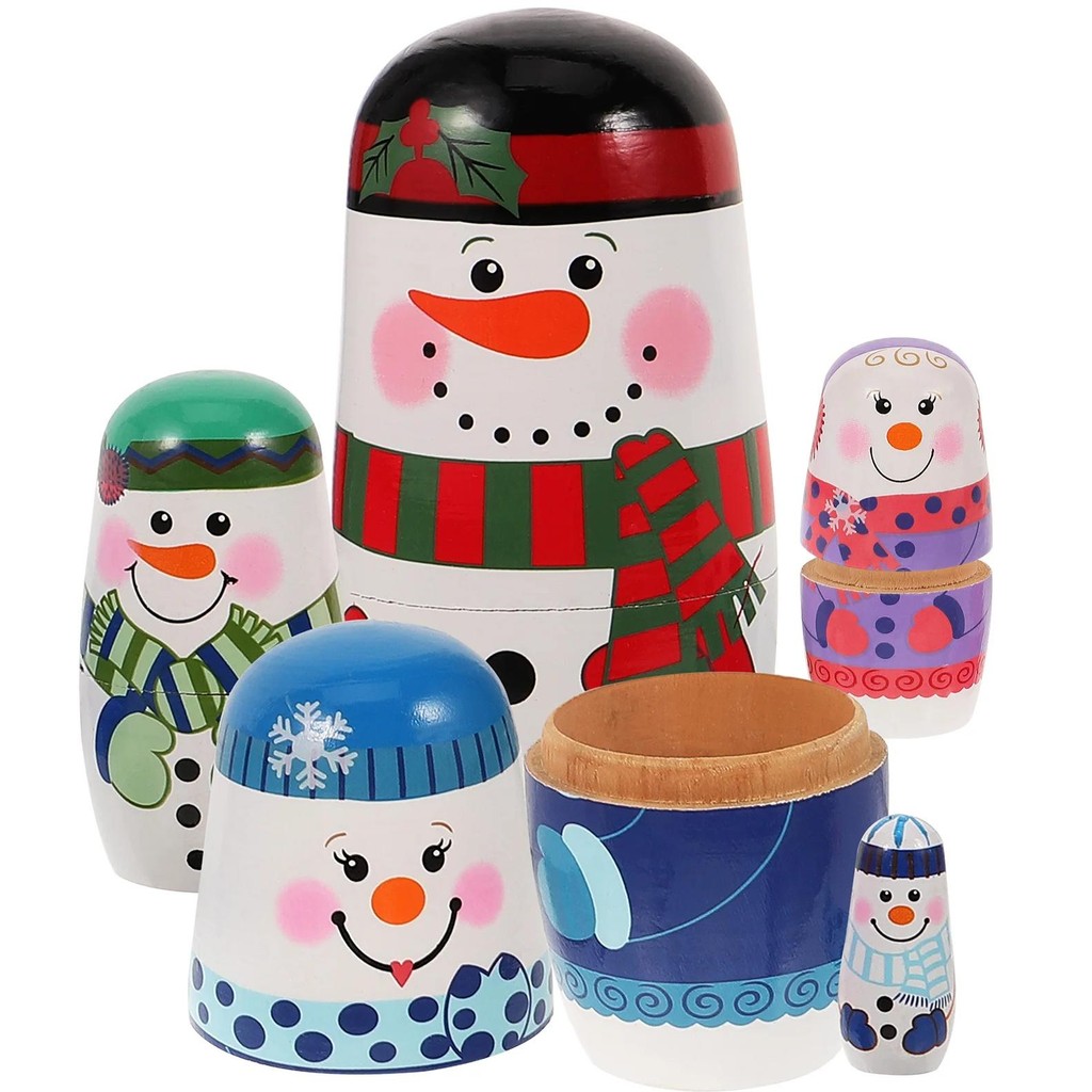 Jual santa nesting dolls snowman russian nested christmas tree toys for ...
