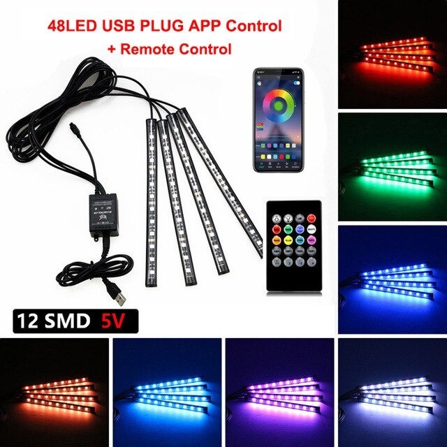 Jual LAMPU LED STRIP MOBIL RGB CAR FOOT AMBIENT LIGHT 48 LED USB WITH ...