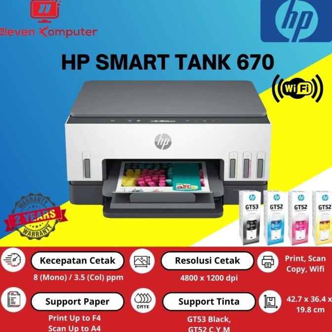 Jual Printer Hp Smart Tank 670 All-In-One Print Scan Copy Garansi Resmi ...
