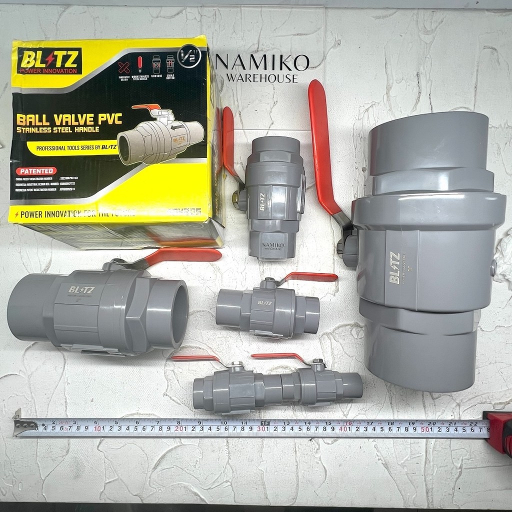 Jual BLITZ Ball valve stop kran air PVC gagang stainless steel 0,5 - 1 ...