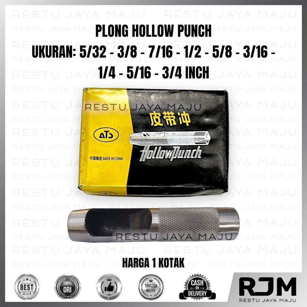 Jual [1 kotak] ATS Plong Hollow Punch 5/32 - 3/4 " inch Lubang Kulit ...