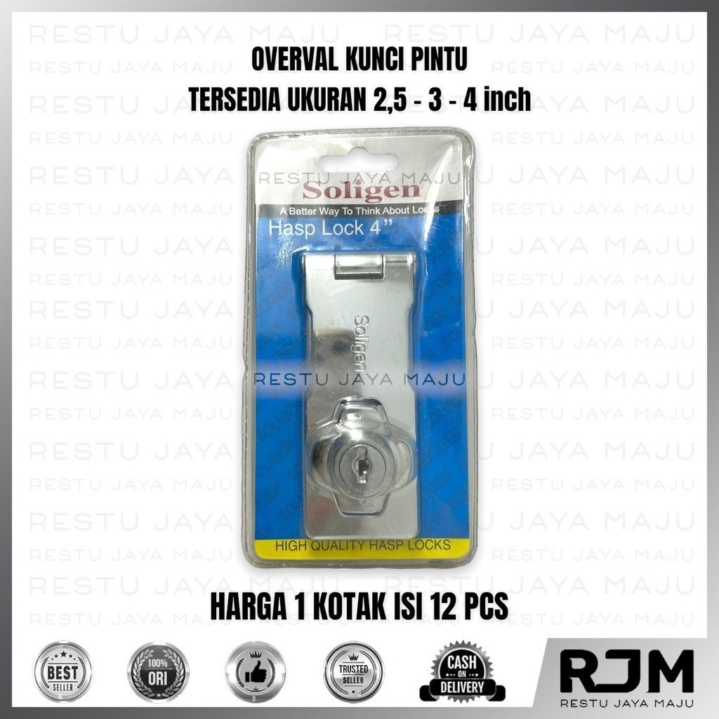 Jual [12 pcs] SOLIGEN Overval Kunci Hasp Lock 2,5 3 4 inch Grendel ...