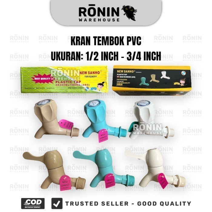 Jual SANHO Kran Tembok PVC Engkol Belimbing 1/2 3/4 inch Air Taman ...
