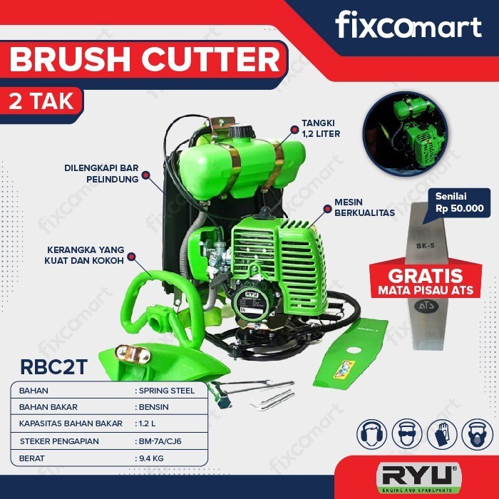 Jual RYU Brush Cutter / Mesin Pemotong / Potong Rumput Gendong 2 Tak ...