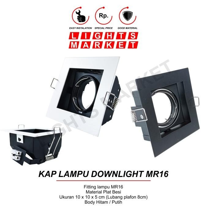 Jual kap rumah lampu downlight MR16 Sorot GU5.3 Spotlight kotak | Shopee Indonesia