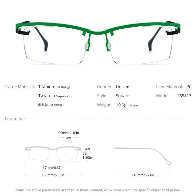 Jual FONEX Pure Titanium Glasses Frame Men 2024 New Semi Rimless Women ...