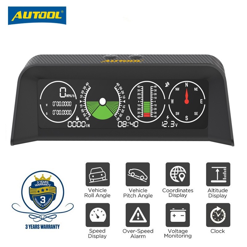 Jual Mobil autool gps hud head-up display suv off-road gradient gauge reli kompas auto digital ...