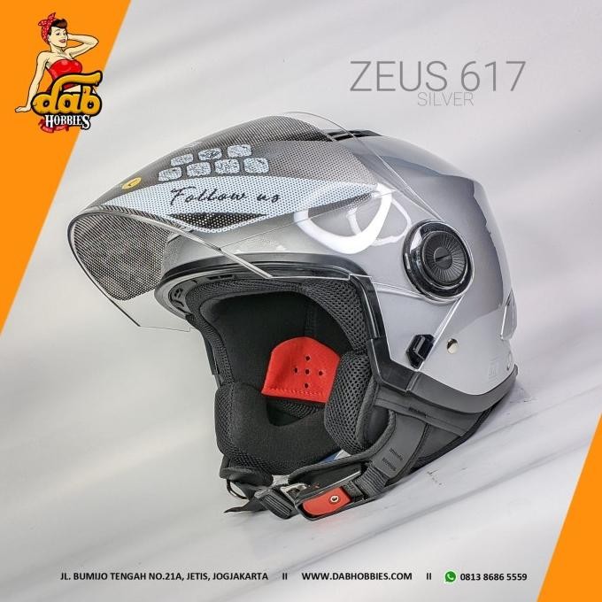 Jual Helm Zeus 617 Silver Glossy Polos Helm Half Face Ringan LAT ...