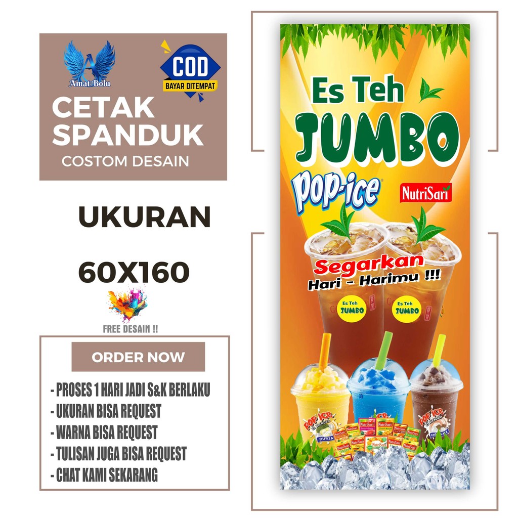 Jual Cetak Banner Cetak Spanduk ES TEH JUMBO POP ICE NUTRISARI UKURAN ...