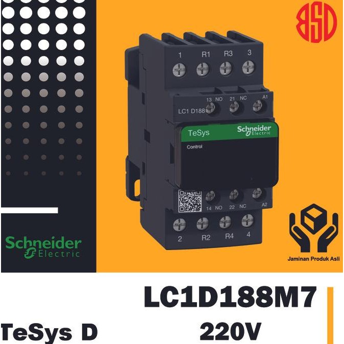 Jual KONTAKTOR 4 PHASE 32 AMPERE 220V SCHNEIDER LC1D188M7 4P 32A ...