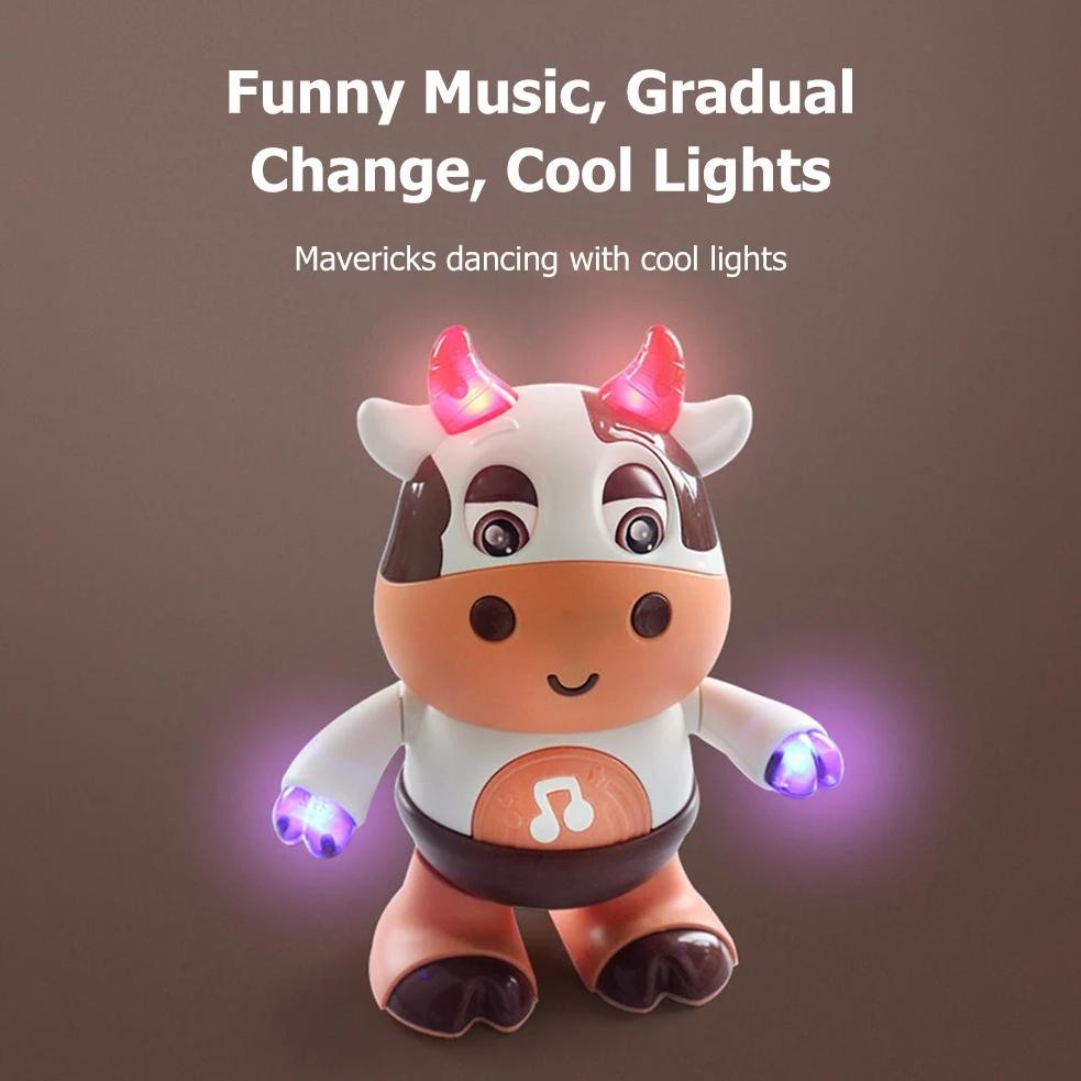 Jual electric dance cow doll movable with music light glowing cattle ...