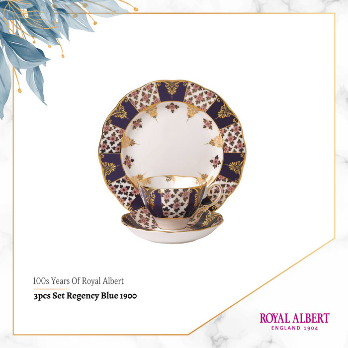 Jual Royal Albert Dinner Set 100 Years Regency Blue - 3pcs | Shopee ...