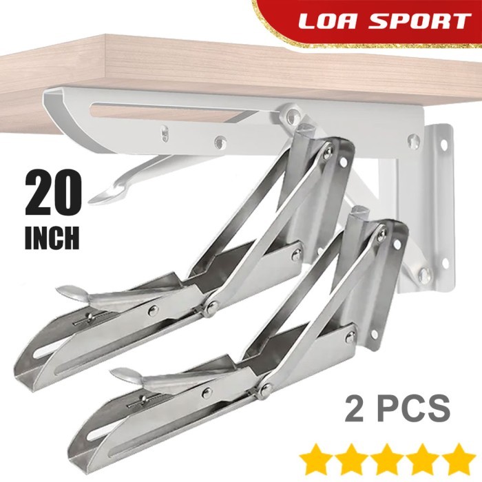 Jual Engsel Siku Lipat 20 Inch Meja Rak Dinding Silver Stainless 2 PCS ...