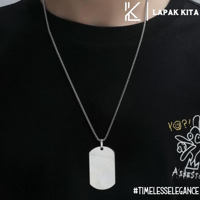 Jual KALUNG TITANIUM PRIA WARNA SILVER ANTI KARAT / KALUNG PRIA BAJA ...