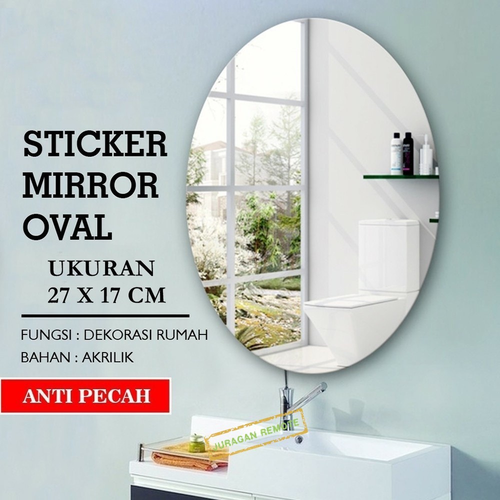 Jual Cermin Sticker Dinding 3D Bentuk Oval Kaca Acrylic Beserta Perekat ...