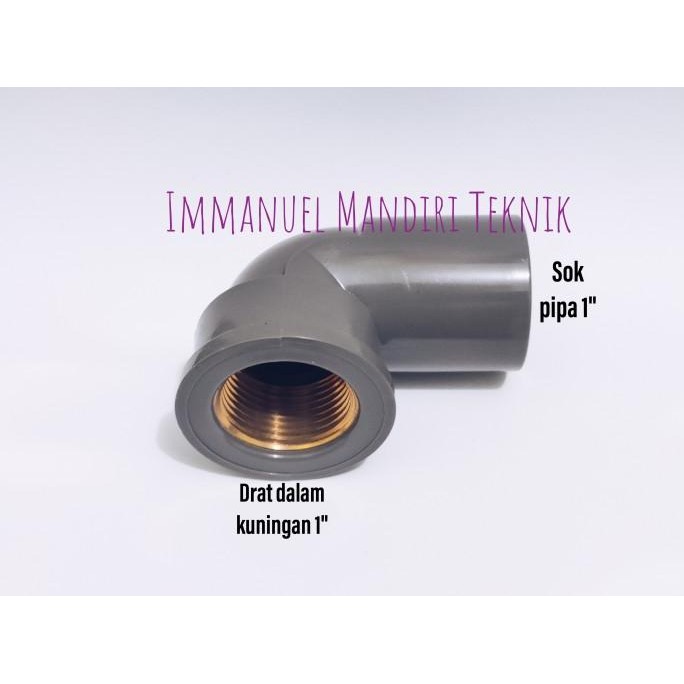 Jual Promo Knee drat dalam 1 inch pvc kuningan / Elbow drat kuningan ...