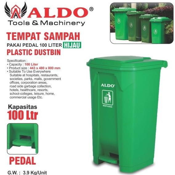 Jual TEMPAT SAMPAH PAKAI PEDAL 100 LITER HIJAU / PLASTIC DUSTBIN / TEMPAT SAMPAH PLASTIK PEDAL ...