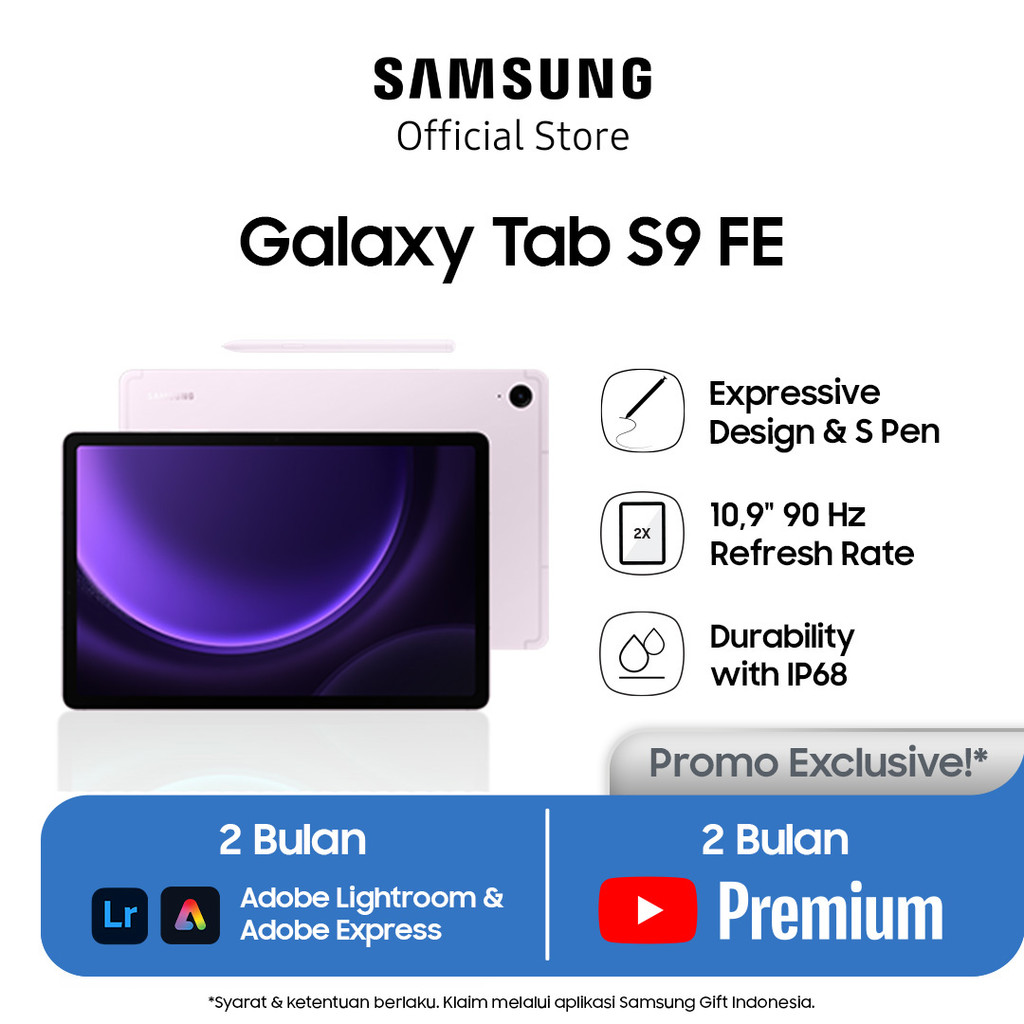 Jual Samsung Galaxy Tab S9 FE 6/128GB - Lavender | Shopee Indonesia