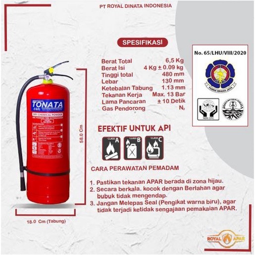 Jual Terbaru Apar 3,5 Kg Bubuk Abc Powder Tonata | Shopee Indonesia