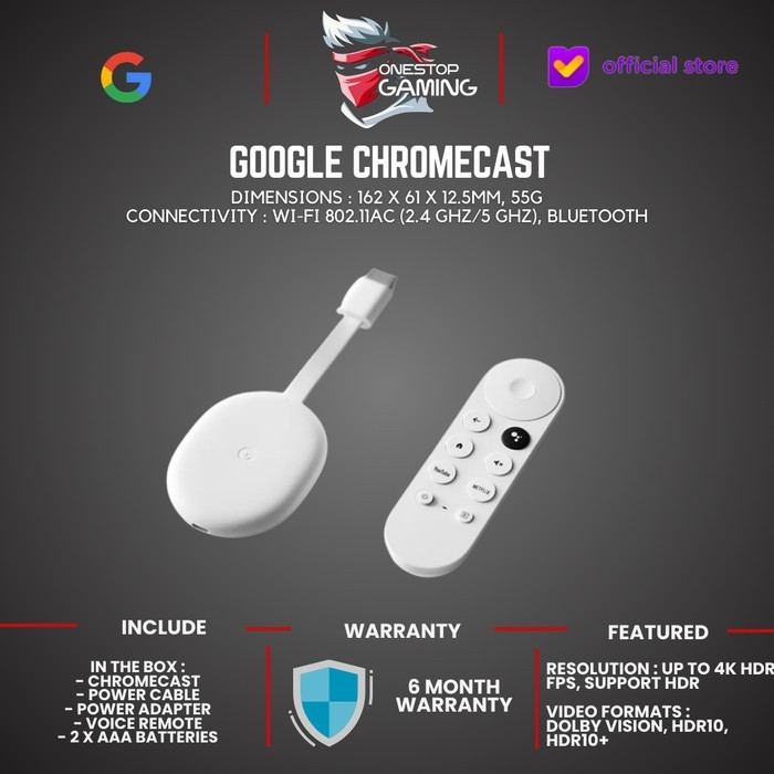 Jual Google Chromecast with TV gen 4th support 4K Original | Shopee ...