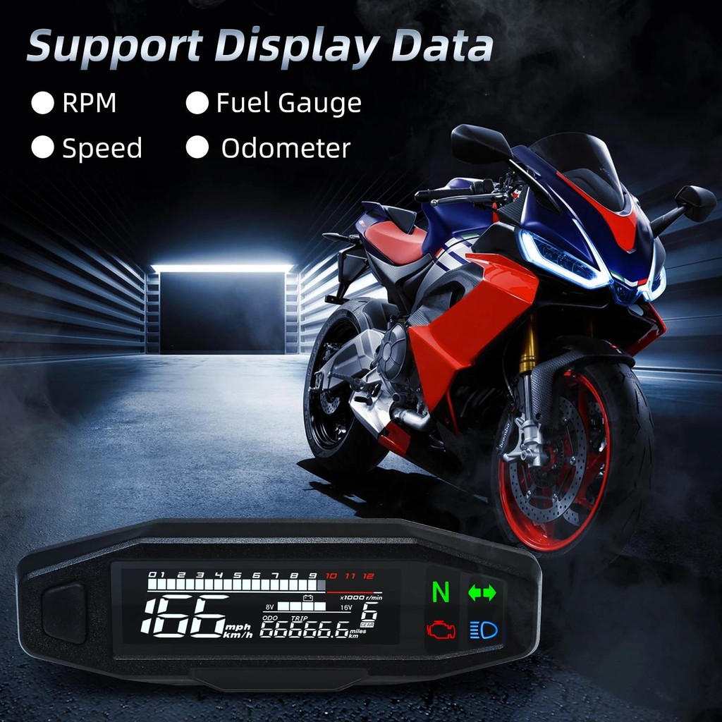 Jual New Universal Motorcycle Speedometer Moto Dashboard Oil Gauge ...