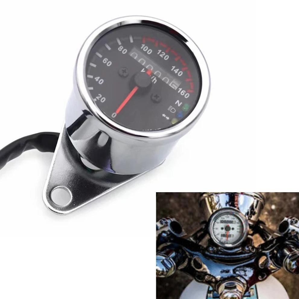Jual Chrome Motorcycle 12V Led Odometer Tachometer Speedometer For Cafe ...